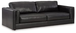 signature design by ashley amiata modern leather match sofa with non-skid legs, black