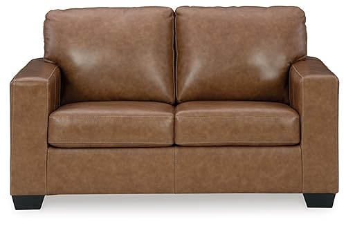 Signature Design by Ashley Bolsena Contemporary Leather Match Loveseat, Dark Brown