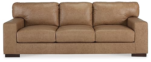 Signature Design by Ashley Lombardia Contemporary Leather Match Sofa, Light Brown