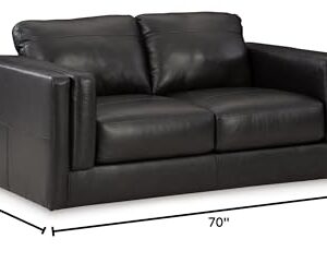 Signature Design by Ashley Amiata Modern Leather Match Loveseat with Non-skid Legs, Black