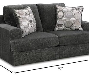 Signature Design by Ashley Karinne Casual Loveseat with Non-skid Legs, Gray