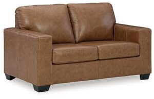 signature design by ashley bolsena contemporary leather match loveseat, dark brown