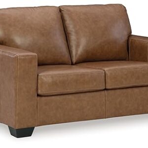 Signature Design by Ashley Bolsena Contemporary Leather Match Loveseat, Dark Brown