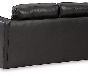 Signature Design by Ashley Amiata Modern Leather Match Loveseat with Non-skid Legs, Black