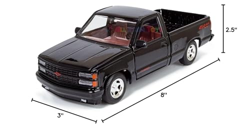 All Star Toys 1992 Chevy 454SS Pickup Truck 1/24 Scale Diecast Model Car Black with Red Interior Motormax 73203 Exclusive Edition