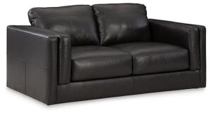 signature design by ashley amiata modern leather match loveseat with non-skid legs, black