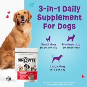 Dinovite Probiotic Supplement for Dogs - Omega 3 for Dogs - Hot Spot Relief - Skin & Coat Supplement for Dogs - 30 Day Supply (30 Day Supply, Medium Dogs (18-45 lbs))