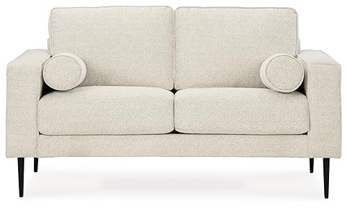 Signature Design by Ashley Hazela Contemporary Loveseat with 2 Bolster Pillows, Beige