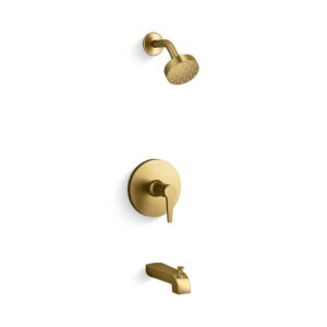 Kohler K-TS97074-4Y-2MB Pitch Rite-Temp Bath and Shower Trim Kit, 2.5 GPM, Vibrant Brushed Moderne Brass