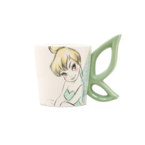 Disney Tinker Bell Winged Figural Handle Mug Kitchen Accessories | Cute Ceramic Housewarming Gifts For Men And Women And Kids | Official Licensee | 1 Set