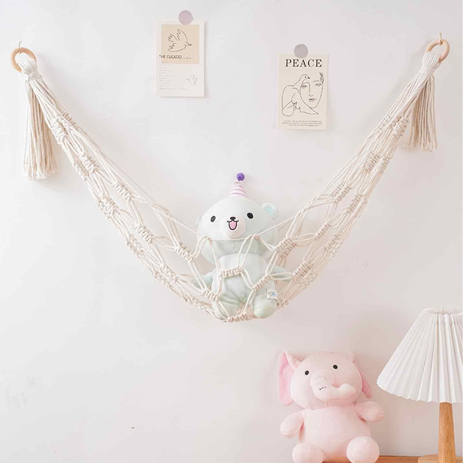 Toy Storage Hammock for Stuffed Animals Boho Storage Hammock Plush Toy Storage Net Soft Toy Net Hammock for Kids Room