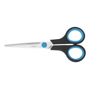 uaugulft scissors, stainless steel paper scissors, multi-purpose scissors with soft grip handle, blue black, 6 inch