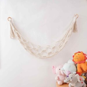 Toy Storage Hammock for Stuffed Animals Boho Storage Hammock Plush Toy Storage Net Soft Toy Net Hammock for Kids Room