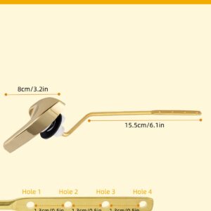 iFealClear Polished Gold Universal Toilet Tank Flush Lever Handle, Brass Side/Angle Mount Toilet Handle Compatible with Kohler K-GP30324-CP, Stainless Steel Flapper Chain