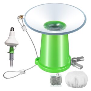 enhon light bulb changer for high ceilings and recessed lights, suction cup flat lightbulb remover tool compatible with docapole and other standard threaded extension pole (pole not included), green