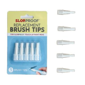 Slobproof 5-Pack Replacement Brush Tips for Refillable Touch up Paint Pen, Refillable Paint pens for Walls, Touch up Work, Fillable Paint Pens for Touch-up Brush Tool for Paint Syringe with Brush Tip