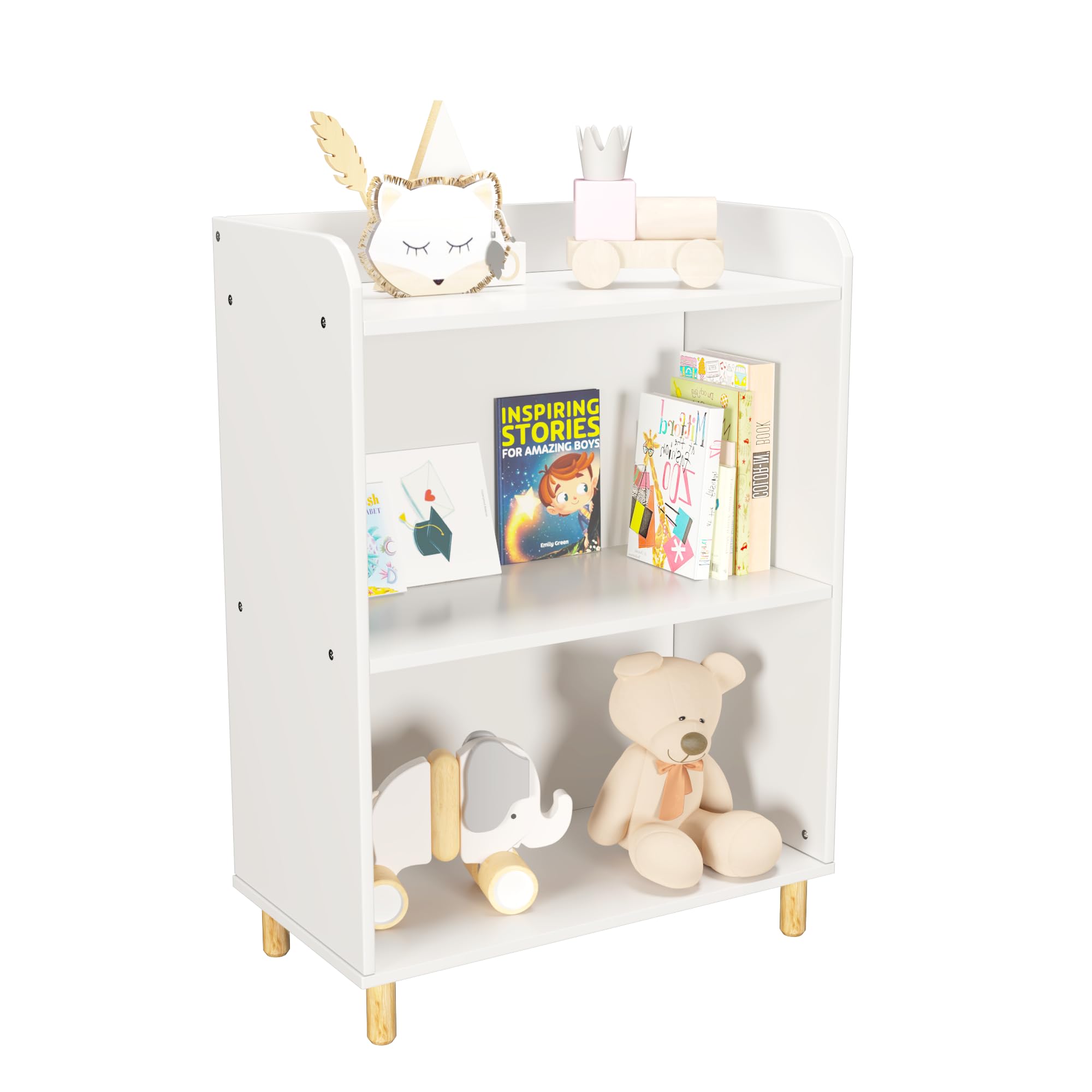 Zacis Kids Bookcase, 3-Tier Book Shelf Book RackToy Organizer Cabinet for Kids Room,Nursery, Playroom, Bedroom