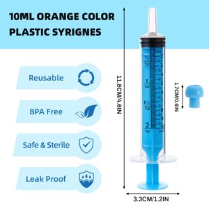 Gufastore 40pcs 10ml Syringes with Caps for Industry Lab Pet Feeding (Blue)