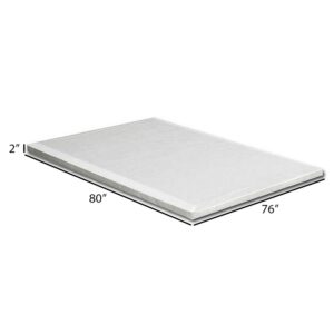 Benjara Amo 2 Inch King Size Bunkie Board Mattress Foundation with Slats, Foam, White