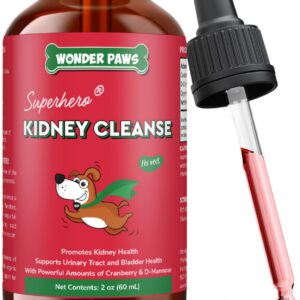 Wonder Paws Premium Kidney Support for Dogs – Cranberry Supplement for Dogs – Dog UTI Treatment – Supports Bladder, Detox, Urinary & Kidney Health – Liquid Kidney Supplement for Dogs 2 oz (60ml)