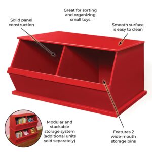 Badger Basket Two Bin Stackable Toy Storage Cubby Organizer - Crimson Red