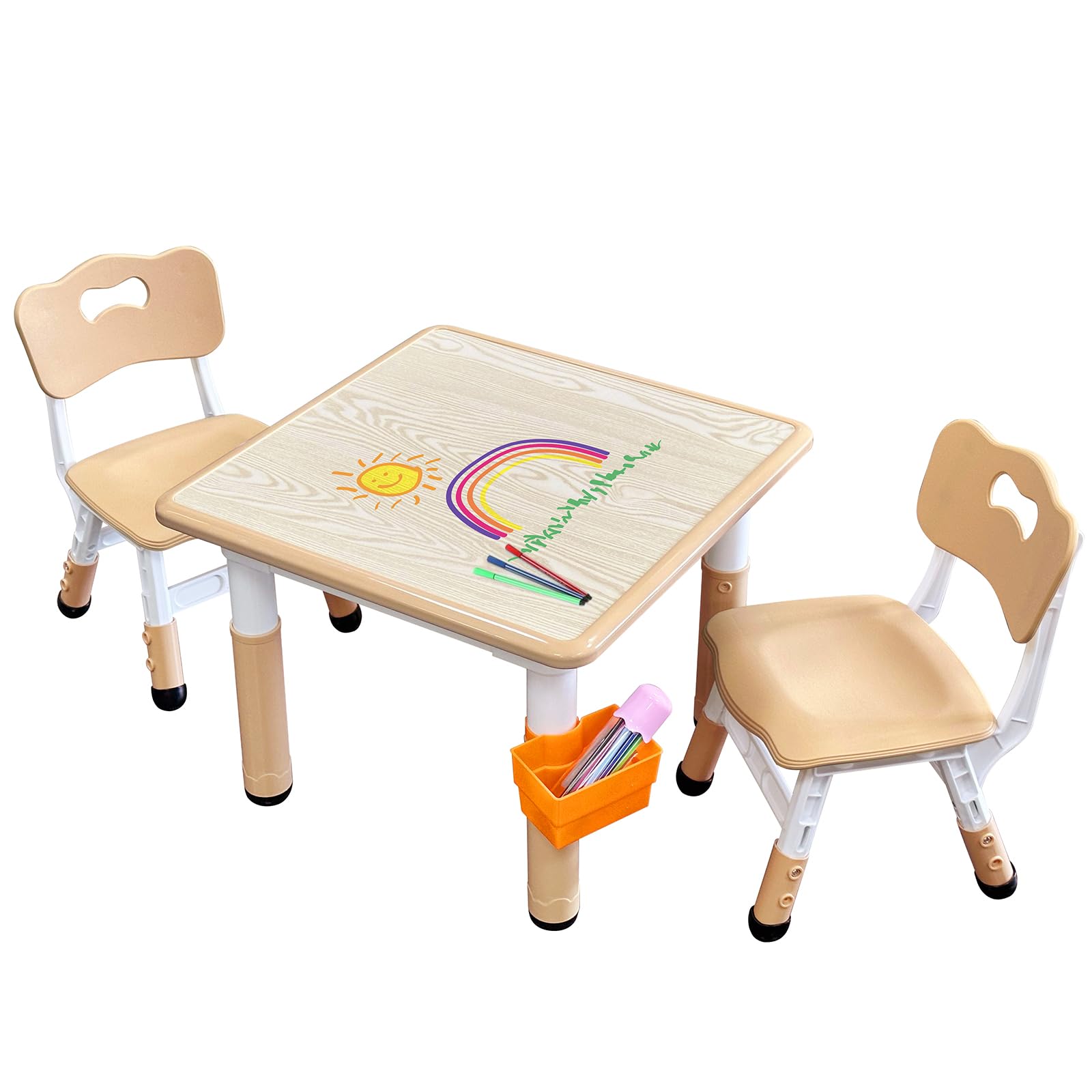 Kids table and chairs, Toddler table and chairs, Kids table( 2 chairs ), Kids table and chair set, Kids table and chair set 5-8 year old, Toddler table and chair set with 8 leg covers +12 color pens