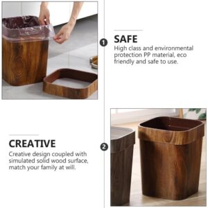 Holibanna Wood Trash Can Wastebasket Round Garbage Can Simulation Wood Rustic Waste Basket Recycling Bin Container for Bedroom, Bathroom, Kitchen, Office 10L 14L