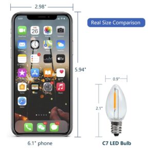 50 Pack C7 LED Night Light Bulbs, C7 LED Replacement Light Bulb for Christmas String Light, 0.6 Watt Equivalent to 7 Watt, Warm White 2200K, E12 Candelabra Base Clear Plastic LED Bulbs