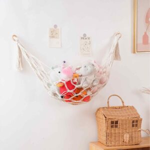 Toy Storage Hammock for Stuffed Animals Boho Storage Hammock Plush Toy Storage Net Soft Toy Net Hammock for Kids Room