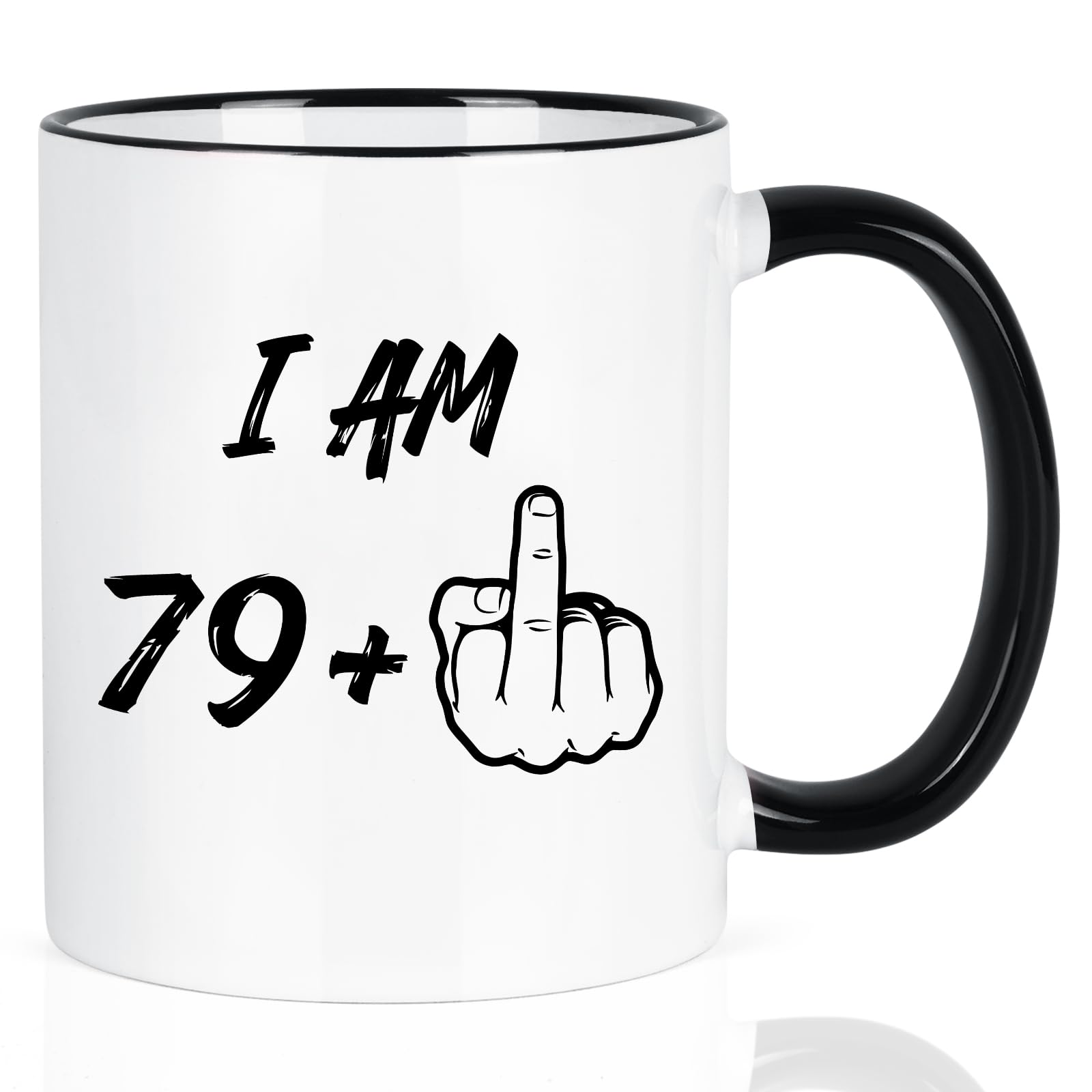 YHRJWN 80th Birthday Gifts for Women Men, I Am 79 Plus Middle Finger Coffee Mug, 80th Birthday Gifts Ideas for Best Friends, Grandma, Grandpa, Best 80 Year Old Gifts for Her Him, Novelty Cup, 11 Oz