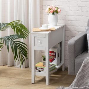 lusuowlz narrow side table for small spaces, white, set of 1, 24" l x 8.5" w x 24" h