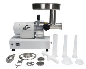 meat! .5 hp dual meat grinder with 3 stuffing tubes, 2 stainless steel grinding plates, and a stainless steel stuffing plate for making ground meat