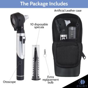 Zniry Fiber Optic Mini Otoscope - Ear Scope with Light, Ear Infection Detector (Black Color) Reguler