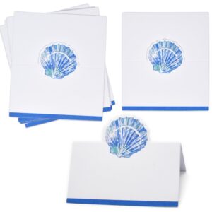 Gift Boutique 100 Pack Sea Shell Place Cards Beach Wedding Seating Name Table Setting Folded Tent Cards for Sea Shells Ocean Pool Baby Shower Dinner Spring Weddings Tables Party Decor 2 x 3.5 Inches