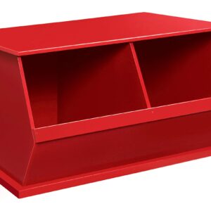 Badger Basket Two Bin Stackable Toy Storage Cubby Organizer - Crimson Red