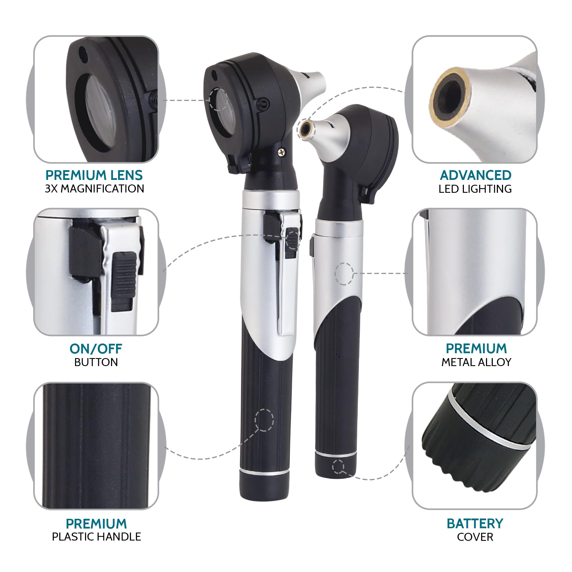 Zniry Fiber Optic Mini Otoscope - Ear Scope with Light, Ear Infection Detector (Black Color) Reguler