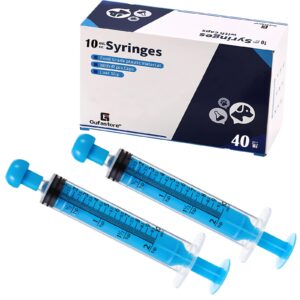 gufastore 40pcs 10ml syringes with caps for industry lab pet feeding (blue)