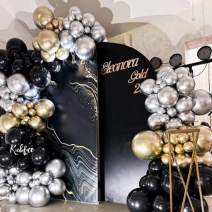 RUBFAC 154pcs Silver Balloons Different Sizes 18 12 10 5 Inches for Garland Arch, Chrome Metallic Silver Balloons for Birthday Baby Shower Graduation Wedding Anniversary Party Decorations