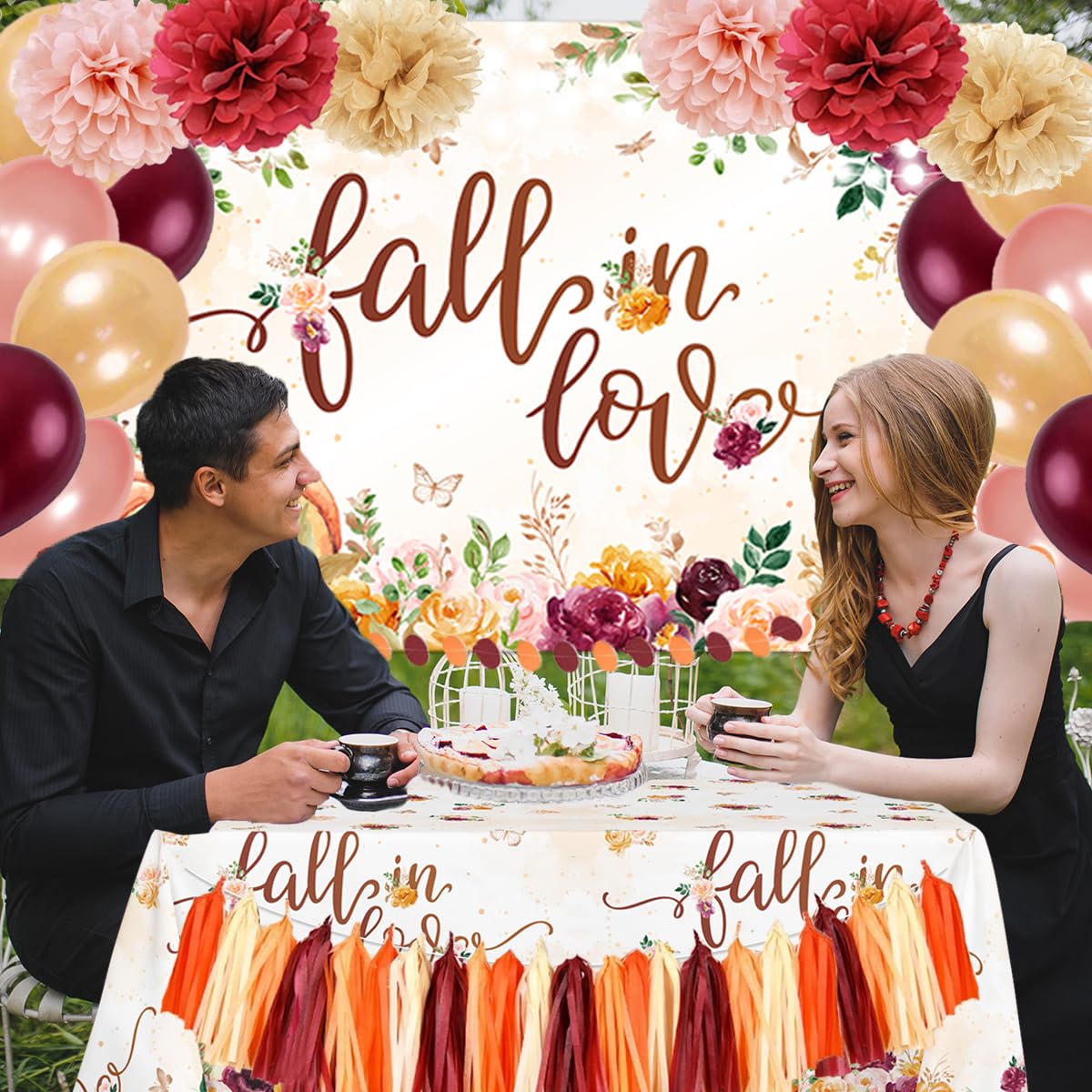 Fall Bridal Shower Decorations - Fall In Love Banner Balloons Set Fall Pumpkin Floral Theme Party Decorations for Fall Bachelorette Party Decorations,Wedding Anniversary Party Supplies