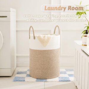 Artfeel Laundry Basket,Woven Cotton Rope Laundry Hamper,60L for Decor Storage of Dirty Clothes,Toys and Blankets in Bathroom,Baby Room and Living Room