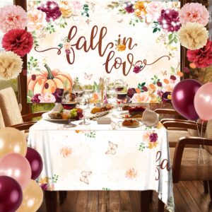 Fall Bridal Shower Decorations - Fall In Love Banner Balloons Set Fall Pumpkin Floral Theme Party Decorations for Fall Bachelorette Party Decorations,Wedding Anniversary Party Supplies