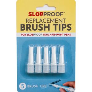 Slobproof 5-Pack Replacement Brush Tips for Refillable Touch up Paint Pen, Refillable Paint pens for Walls, Touch up Work, Fillable Paint Pens for Touch-up Brush Tool for Paint Syringe with Brush Tip