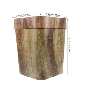 Holibanna Wood Trash Can Wastebasket Round Garbage Can Simulation Wood Rustic Waste Basket Recycling Bin Container for Bedroom, Bathroom, Kitchen, Office 10L 14L