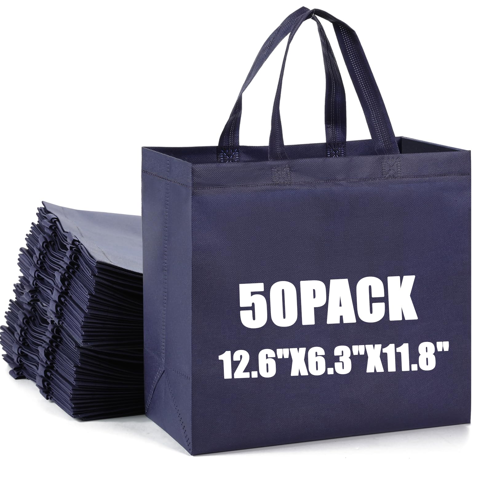 50Pcs Reusable Non Woven Shopping Bags Reusable Totes Foldable Bag Bulk with Handles Large Reusable Shopping Bags for Boutiques