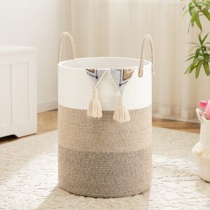 artfeel laundry basket,woven cotton rope laundry hamper,60l for decorative storage of dirty clothes,toys and blankets in bathroom,bedroom and living room