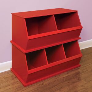 Badger Basket Two Bin Stackable Toy Storage Cubby Organizer - Crimson Red