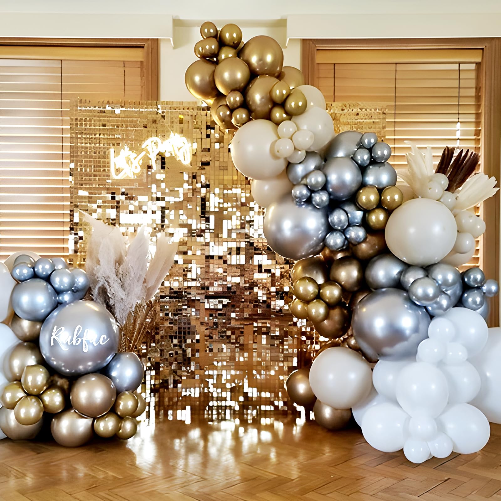 RUBFAC 154pcs Silver Balloons Different Sizes 18 12 10 5 Inches for Garland Arch, Chrome Metallic Silver Balloons for Birthday Baby Shower Graduation Wedding Anniversary Party Decorations