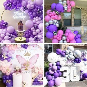 RUBFAC 120pcs Dark Purple Balloons 12 Inches Latex Balloons, Matte Dark Purple Balloons for Birthday Baby Shower Graduation Anniversary Wedding Party Supplies Arch Garland Decoration