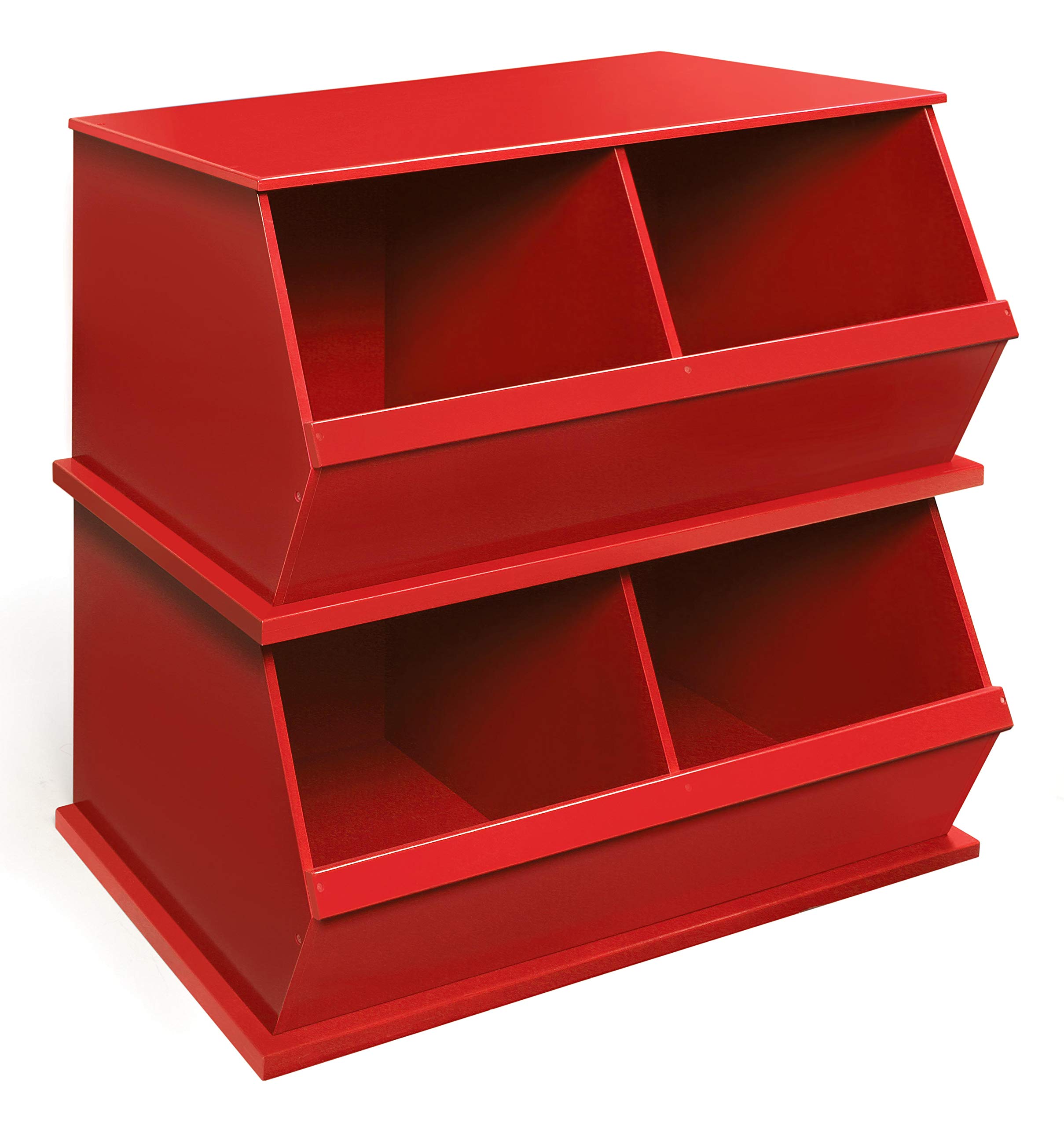 Badger Basket Two Bin Stackable Toy Storage Cubby Organizer - Crimson Red