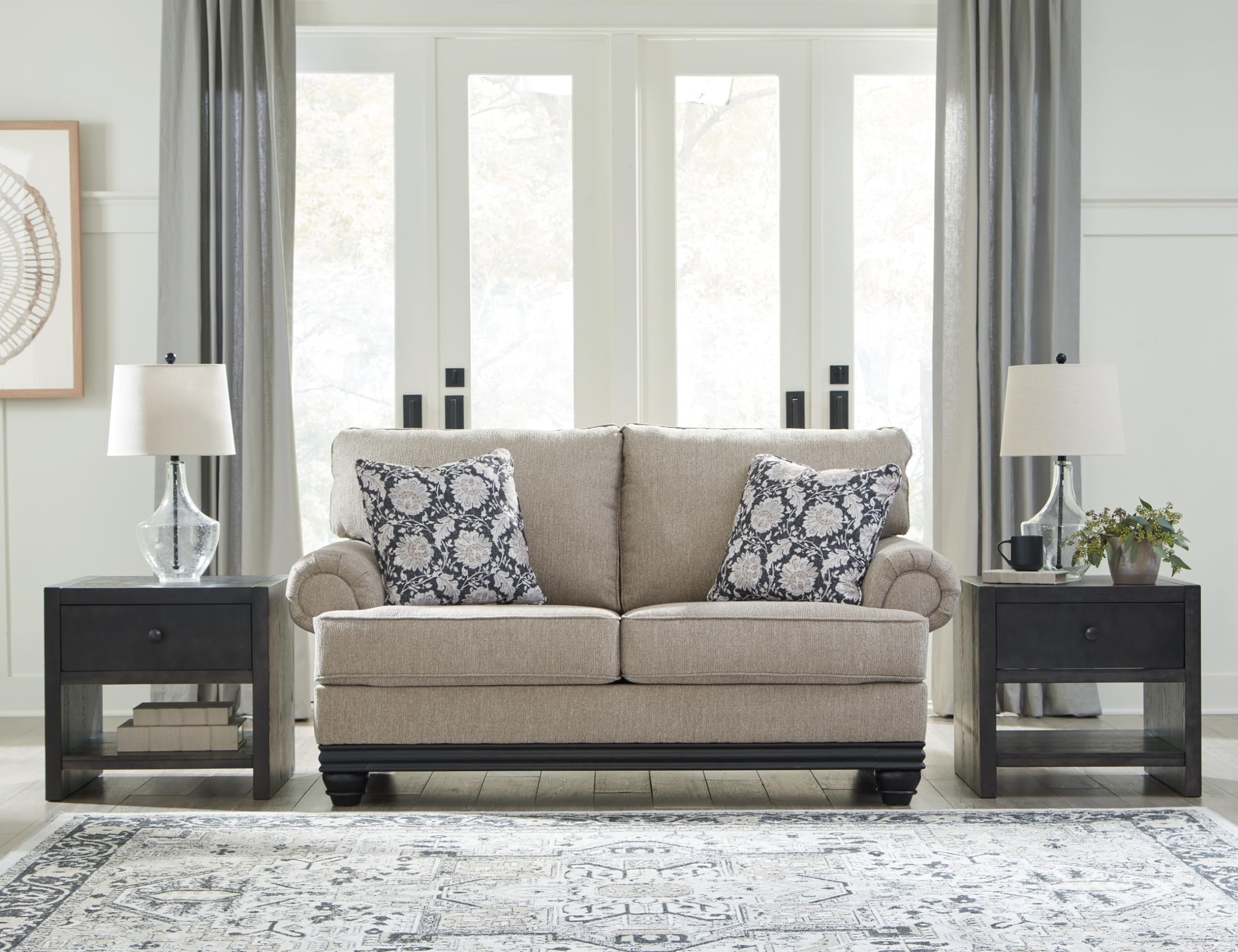 Signature Design by Ashley Elbiani Classic Loveseat for Living Room, Light Gray